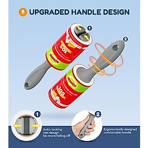 MONSEK 4X Extra Sticky Lint Roller for Pet Hair, Lint Rollers 315 Sheets Mega Value Set, Pet Hair Remover with 3 Upgraded Handle 3 Rollers, Portable Lint Remover for Clothes, Furniture, Dog & Cat Hair