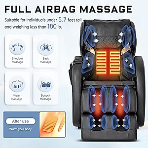 BIADNBZ Chair Zero Gravity Full Body Massage Recliner with Foot Rollers and Heat Therapy Air Pressure System with Remote Control Easy to Use at Office Home Family, Black A