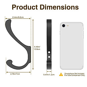 Hanging Coat Hooks Wall Mount - Wall Hooks For Hanging Heavy Duty (30LB),Large Coat Hanger Wall Hangers,Metal Hooks For Hanging Towels,Backpack,Hat,Jacket,Key,Bag,Purse,Clothes,Robe,Dog Leash (4 Pack)