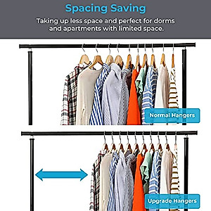 KihampHome Super Durable Natural Wood Hangers(20pcs) Space Saving with Extra Smooth Finish and No Bulge Shoulder Design,Heavy Duty Hangers with Non Slip Stripes,Perfect for Coat,Sweater and Shirt