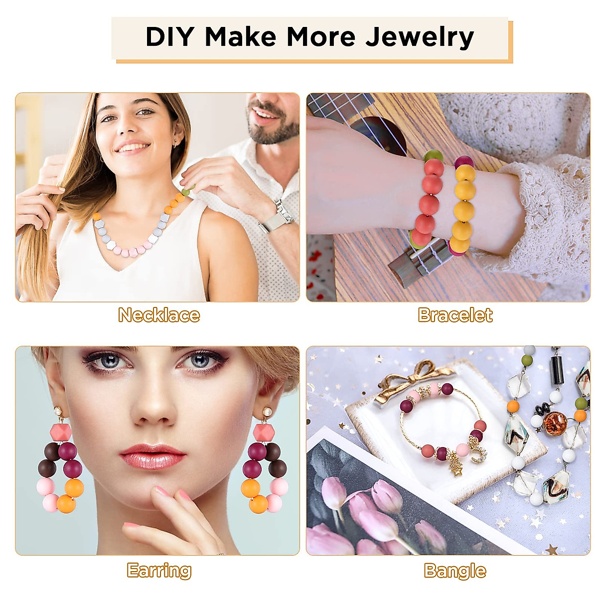 Silicone Beads, 150pcs Silicone Beads Bulk Round Bead 15mm Hexagon Silicone Beads 14mm for Jewelry Making Large Beads with Lanyard & Key Chain Ring for Keychain Making (15MM Macaron)