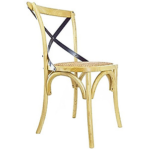 2xhome Set of 2 Natural Mid Century Modern Farmhouse Antique Cross Back Chair with X Back Assembled Solid Real Wooden Frame Antique Style Dining Chair Side for Accent Chairs Woven Kitchen Task Work