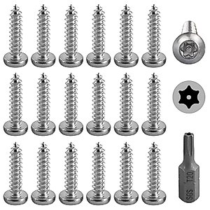 Hilitchi 50 Pcs #8 x 3/4” Stainless Steel Button Head Torx Sheet Metal Screws Security Silver Screws Anti-Theft Tamper Proof with Bit T20
