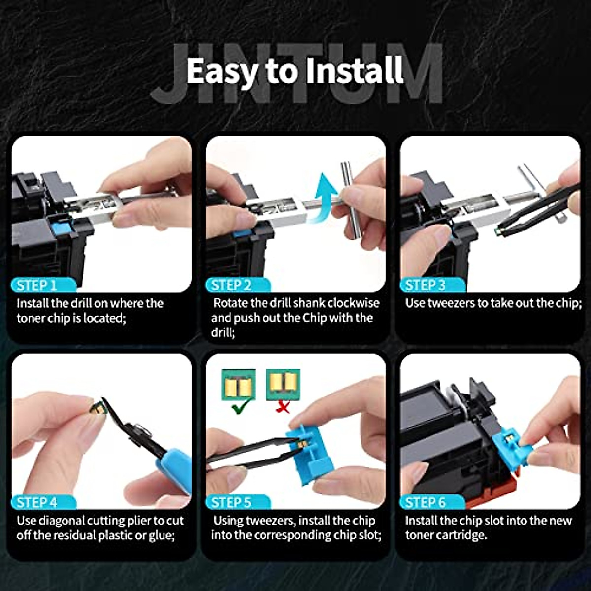 JINTUM Compatible HP 414A Toner Cartridge (No Chip) Replacement for HP W2020A W2021A W2022A W2023A for HP Color Pro MFP M479FDW M454DW M479FDN M454DN M479DW M480F (Black Cyan Yellow Magenta, 4-Pack)