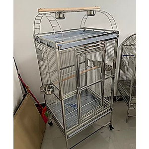 TTEDOYE BMWPET SUS201 Stainless Steel Bird Cage Parrot Cage 32''X22''X62'' PlayTop Style, Silver