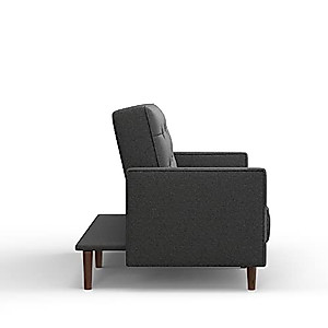 Glenwillow Home 81.5" Mies Square Arm Sleeper Sofa with 32-Button Tufting in MCM Vintage Design in Dark Grey