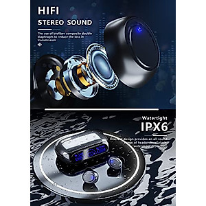 Wireless Earbuds, Bluetooth Headphones 160hrs Battery Life with LED Power Display Crystal-Clear Calls Built-in Mic IP6 Waterproof V5.3 Bluetooth Earbuds Stereo Sound Ear Buds for Sports and Working