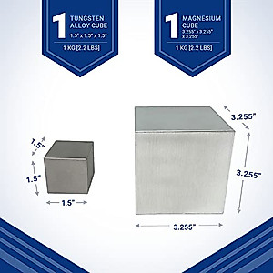 Kilo Tungsten and Magnesium Cube Set (1.5" W Cube and 3.255 Mg Cube)