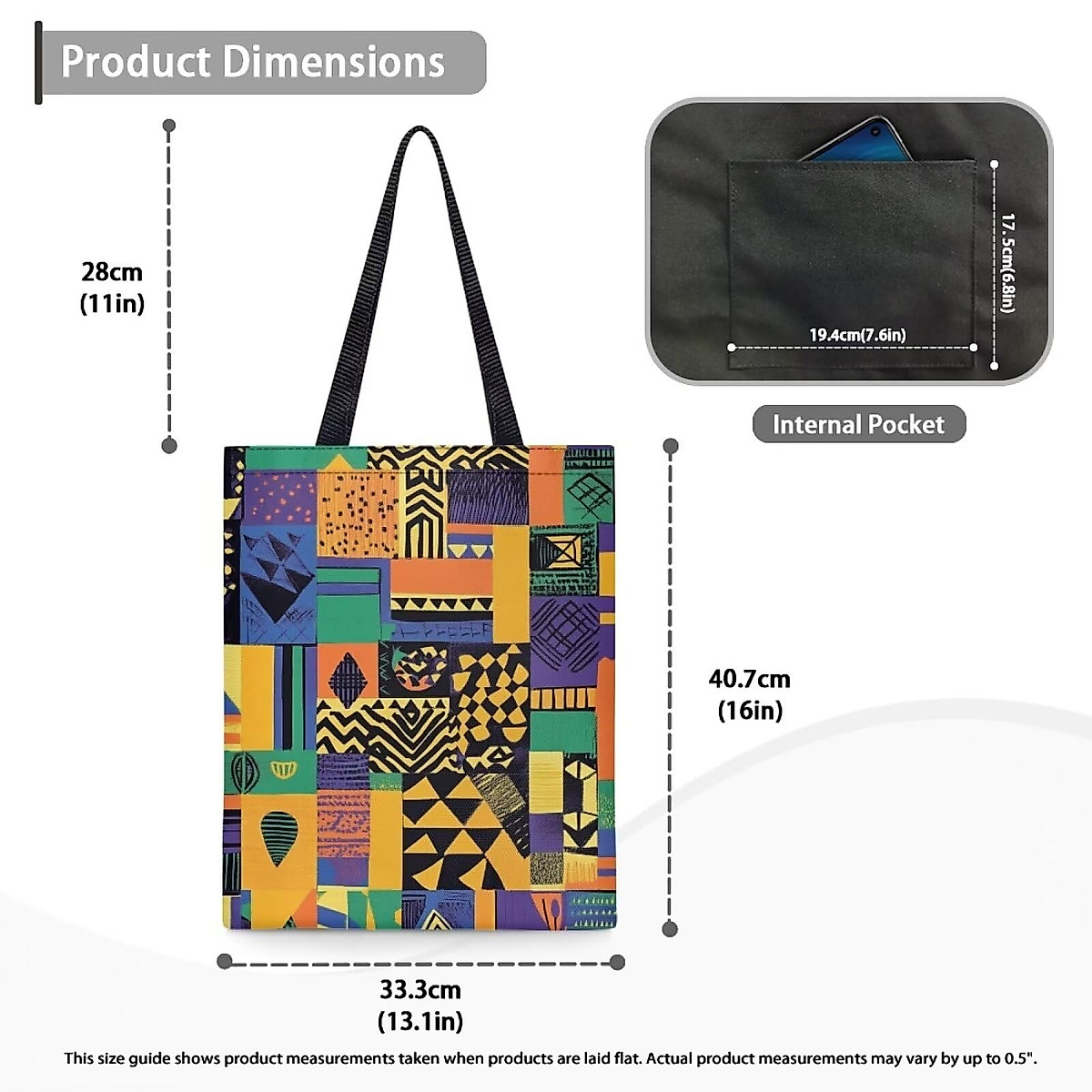 FOR U DESIGNS Teens Canvas Shopping Tote Bag African Tribal Style Printed Shoulder Bags