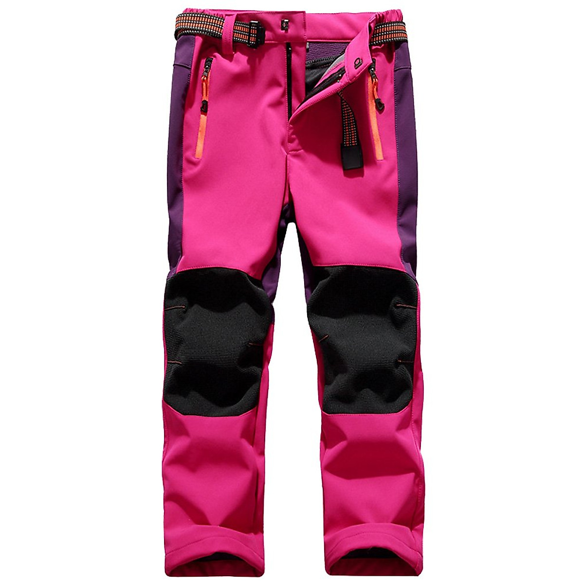 Jessie Kidden Kids Boys Girls Youth Waterproof Windproof Hiking Ski Snow Pants Elastic Waist Warm Insulated Fleece Lined Winter Pants #16010-Rose Red,4-5Years