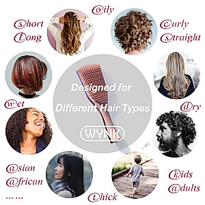 WYNK Hair Brush Detangler for Adults & Kids，Detangling Comb Hair Styling Tools & Appliances for Natural/Wavy/Curly/Coily/Wet/Dry/Oil/Thick/Straight/Long Hair (2 Pack, Tender Green&Pink)