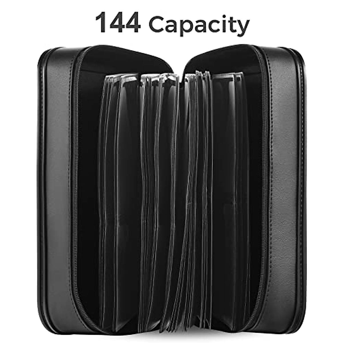 TIMCORR CD Case DVD Holder Storage: 144 Capacity DVD Cases Organizer Portable Wallet Storage - CD Plastic Protective Carrying Binder for Home Travel (Black)