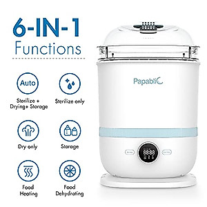 Papablic 6-in-1 Baby Bottle Sterilizer and Dryer Pro Bundle with Formula One Step Bottle Warmer