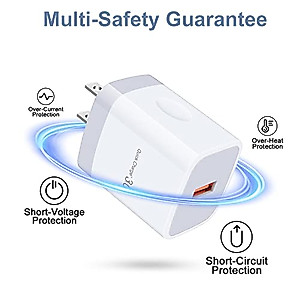 Fast Charging Wall Charger & Cable for Samsung Galaxy, Google Pixel, Moto & More - Quick Charge 3.0 USB C Brick with 6FT Cord