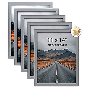 JD Concept Wood 11x14 Grey Picture Frame 5 Pack - Gallery Wall Frame Set - Suitable for Horizontal and Vertical Hanging 11 x 14 Poster Photo