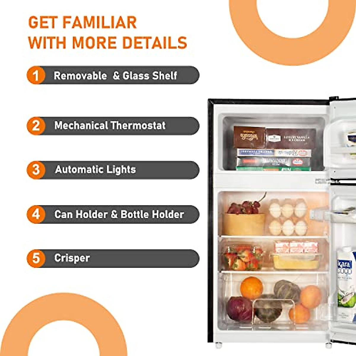 Frestec 3.1 CU' Mini Fridge with Freezer,2-Door Compact Refrigerator,Small Refrigerator for Bedroom Dorm Office Apartment, Silver (FR 302 SL)