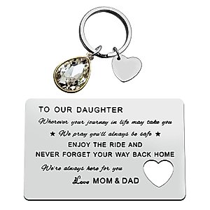 To Our Daughter Wallet Card Encouragement Gifts Inspirational Graduation Gift Enjoy The Ride Never Forget Way Back Home Metal Card Christmas Birthday Card Daughter Stepdaughter Gifts from Mom Dad