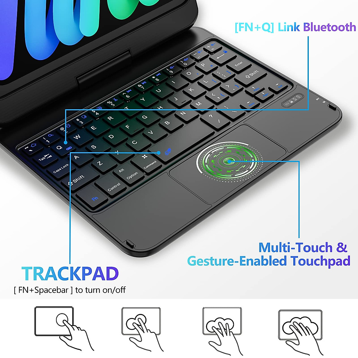 iPad Mini 6 Case with Keyboard, Keyboard iPad Mini 6th Generation 2021 8.3-inch 6th Generation, 360° Rotatable Touchpad Keyboard Case,Thin & Protective for iPad Mini (6th Generation 2021) Tablet