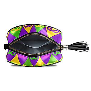 ODAWA Mardi Gras Mask Crossbody Bag Purses Shoulder Bag Soft PU Leather Small Wallet Chain Strap Bag for Women