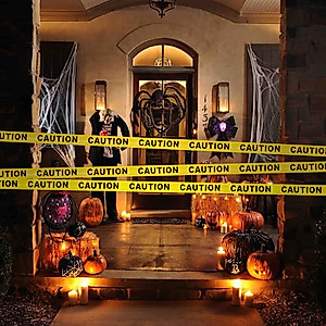 Goldblatt Caution Tape, 2 Pack Yellow Caution Tape Roll, 3 Inch x 1000 Feet, Warning Safety Tape with Bold Black Font for Construction Location/Hazardous Areas or Halloween Decorations