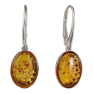 Sterling Silver and Baltic Amber French Leverback Honey Amber Oval Earrings Alaina