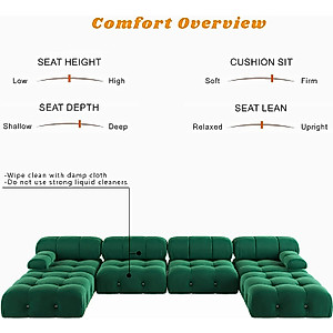 BOKIFOL Sectional Sofa, Modular Sectional Couch with Ottomans- U Shaped Couch for Living Room, 6 Seater Sofa Sets,138"(Green)