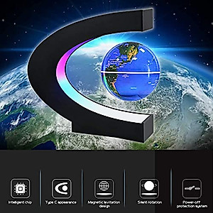 Magnetic Levitation Globe with LED Light, Cool Gadgets Floating Lamp Globe Decor, Cool Gifts for Men/Father/Husband/Boyfriend/Kids/Boss, Great Technology Graduation Gifts (Blue)