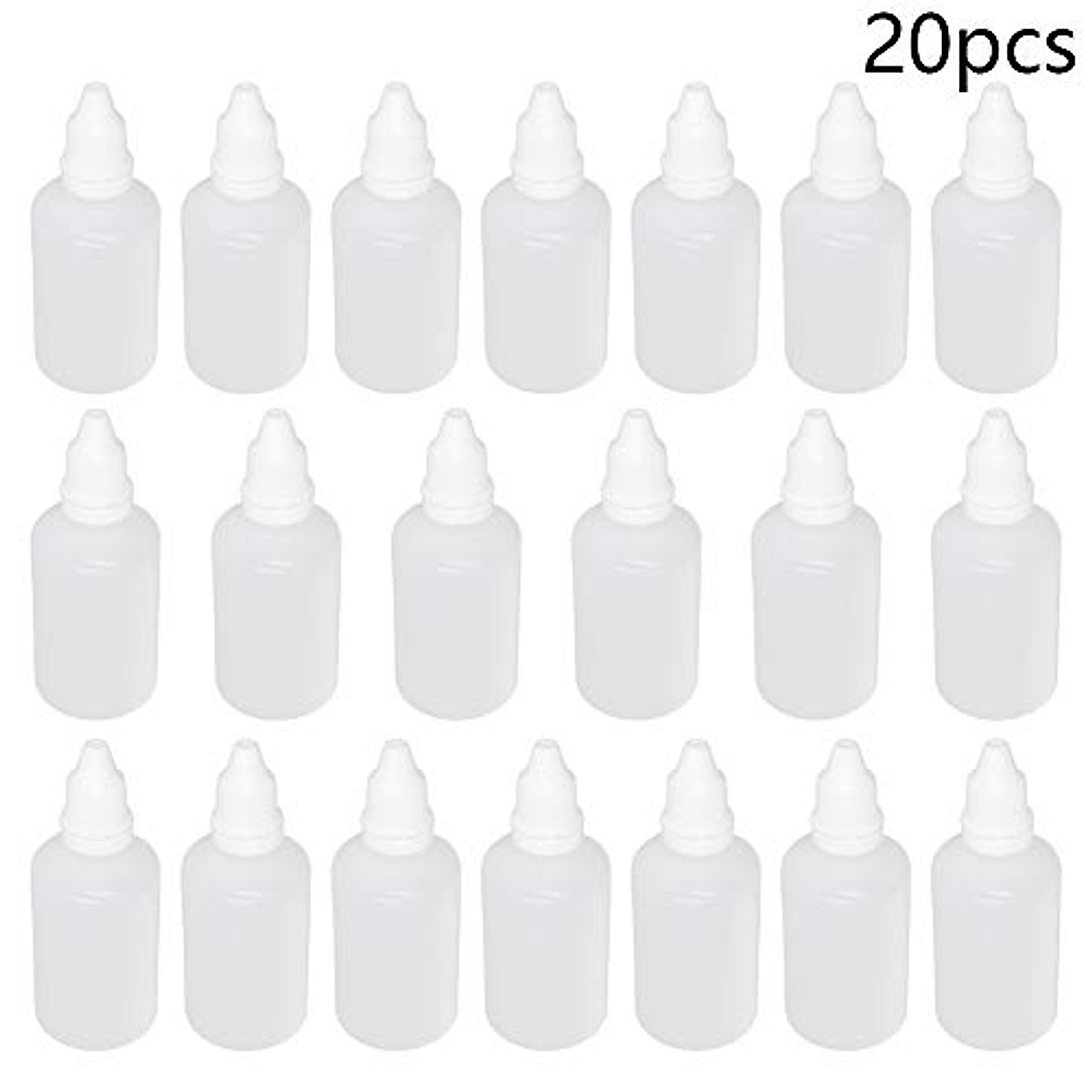 Othmro 1.7oz PE Lab Eye Plastic Dropper Bottles 20pcs, 50ml Squeezable Eye Liquid Dropper Thin Mouth Via of Liquid Sample Seal Storage Bottle with Childproof White Cap