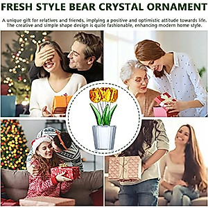 H&D HYALINE & DORA Crystal Tulips Flower Figurines, Yellow Glass Bouquet Collectible Figurines Home Decor Ornaments Gift Idea for Mothers Day, Valentine's Day, Wedding Party,Christmas Day