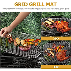 Hemoton Gas Grills 30 Pcs Aluminum BBQ Mesh Grill Mat Disposable Grill Topper Broiler Pans Non Stick Baking Tools Outdoor BBQ Accessories for Baking Cooking Grilling Gas Grill