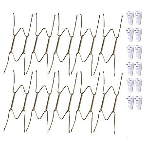 ManYee 10 Pack Plate Hangers Invisible Wall Plate Hangers Stainless Steel Plate Hangers for The Wall and 12 Pack Wall Hooks Compatible 7.5 to 9 Inch for Decorative Plates Art Wall Brass Coated