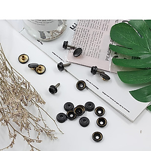 Moicstiy 90Pcs 5/8 Inch Stainless Steel Screws Snaps, Canvas Fastener Screw Snaps Kit 3/8 Inch Socket Marine Grade Boat Canvas Snaps for DIY Cover Furniture (30 Set, Black)