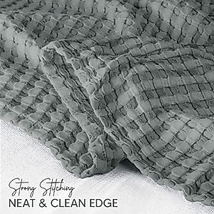 Utopia Bedding Cotton Waffle Blanket 300 GSM (Cool Grey - 90x90 Inches) Soft Lightweight Breathable Bed Blanket Queen Size Layering Any Bed for All Season