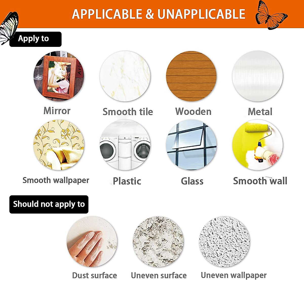 HZMM 72 Pcs 3D Butterfly Wall Stickers, Waterproof PVC, Black & White, Removable Paper Decals with Sticky Dots for Window, Furniture, Wedding, Baby Kids Bedroom Christmas DIY Decor