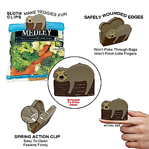 Sloth Bag Clips, 6 Woodland Sloth Chip Clip Set, Tight Food Saver, Snack Bag Sealer, Chip Clips Bag Clips Food Clips, Air Tight, Cute Sloth Party Supplies, Fun Sloth Stuff, Bag Clips for Food Storage