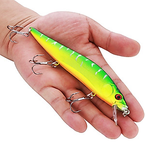 Sougayilang Fishing Lures Hard Bait Minnow Crankbait with Treble Hook Life-like Swimbait Fishing Bait Deep Diver Lure Sinking Lure for Bass Trout Fishing Pack of 10PCS