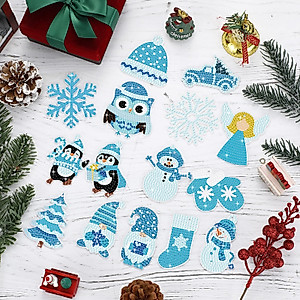 Yuxung 15 Pcs Christmas Diamond DIY Keychain 5D DIY Xmas Diamond Art Kit Hanging Decor Ornament Double Side Diamond Art Christmas Ornament for Art Christmas Craft(Cute)