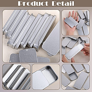 Framendino, 40 Pack Small Slide Top Tin Lip Balm Tins with Lids Mini Rectangular Metal Tins Containers for Jewelry Crafts Wedding Jewelry Lip Balm Container Cosmetic Organizer
