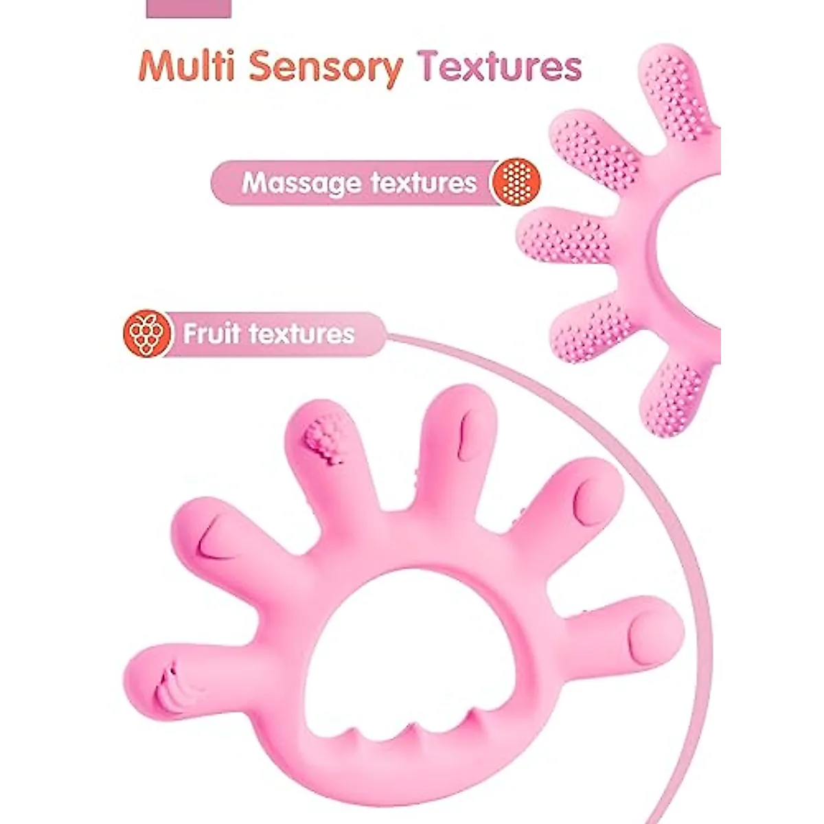 Teething Toys for Babies 0-6 Months|Teethers for Babies 6-12 Months|Food Grade Silicone Teething Relief Chew Baby Girl Toys|3 4 5 Months Old Developmental Baby Infant Toys Gifts