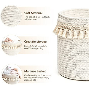 Mkono 4 Pcs Macrame Decorative Cotton Rope Basket Boho Woven Storage Cube Baskets