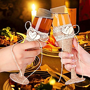 senover Rustic LOVE Wedding Cake Serving and Champagne Flute Glasses Set Bride and Groom Wedding Supplies for Engagement Wedding Gift Anniversary Present Christmas Gift
