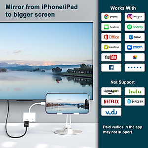 [Apple MFi Certified] HDMI Adapter for iPhone to TV, 1080p HD Digital AV Adapter (No Need Power, Plug and Play), Sync Screen Converter Compatibility with iPhone/iPad/HDTV, Projector, Monitor