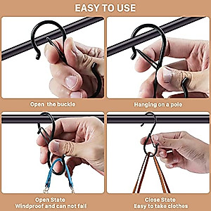30 Pack S Hooks for Hanging,S Hooks with Safety Buckle,Heavy Duty S Shaped Hooks,3.55 inch Rustproof S Hanging Hooks,Black S Hooks for Hanging Plants Kitchen Utensil Pots Pans Bathroom Closet Garden