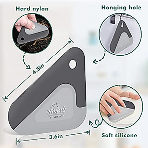 Food Scraper, 2-in-1 Pot and Pan Dish Scraper, Nylon and Silicone, Kitchen Scraper Tools for Cast Iron Skillets, Cookware, Dishes, Pans and Pots, Heat Resistant, Set of 3