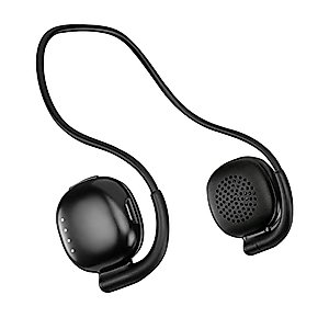 CHUYI Behind The Head Headphones, Bluetooth Wireless On-Ear Earphones, Foldable Lightweight Wireless Stereo Neckband Around Head Headset with Built-in Mic for Sports, 23Hrs Music Time (Black)
