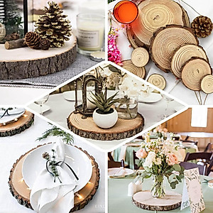 Efavormart 15"~18" | Rustic Natural Wood Slices Round Poplar Wooden Slab Table Centerpiece
