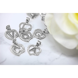 CaliRoseJewelry Sterling Silver Initial Heart Pendant - Letter B
