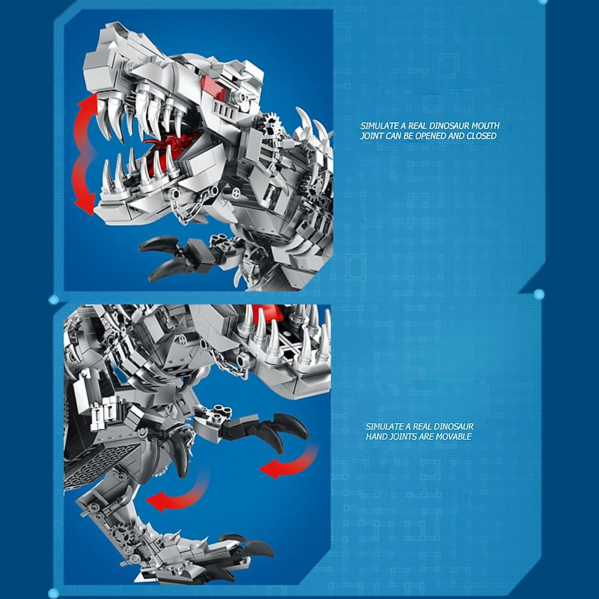 Ulanlan Dinosaur Building Kit, Mini Bricks Mechanical Dinosaur Toy Set, Dinosaur Building Blocks for Adults, Teens and Kids 14+, Tyrannosaurus Rex Model Creative Gift for Dinosaur Fans (1766 PCS)