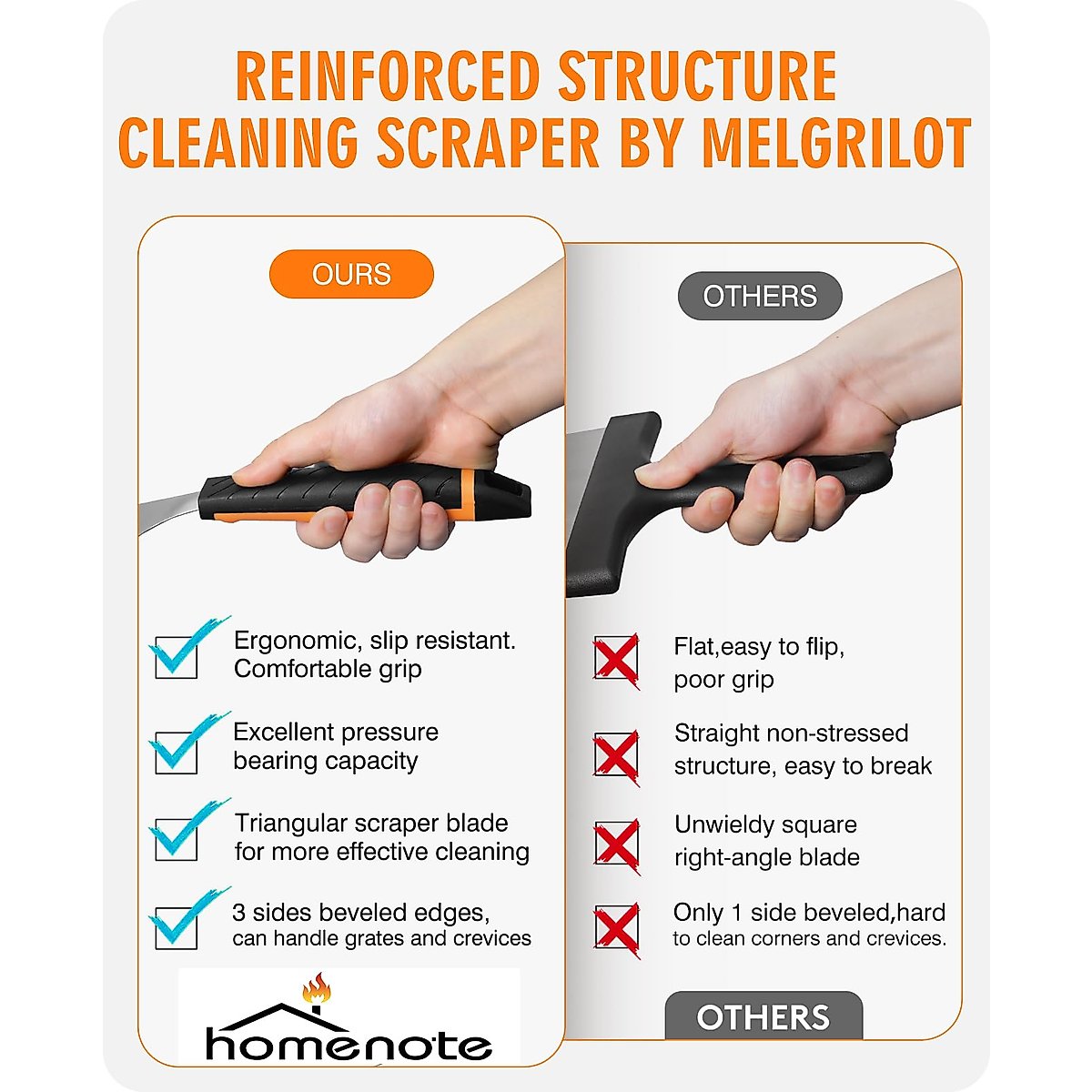 HOMENOTE Griddle Cleaning Kit for Blackstone, Professional Griddle Scraper Kit with Reinforced Heavy Duty Griddle Scraper, Grill Bricks, Scouring Pads with Handle 9pcs