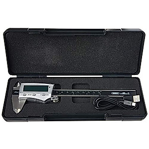 General Tools 148 6 Inch/150mm Rechargeable Digital Caliper, 2” LCD Screen, 3 Mode Display (Inch, mm, Fraction), IP54 Rated Water Resistant, Stainless Steel